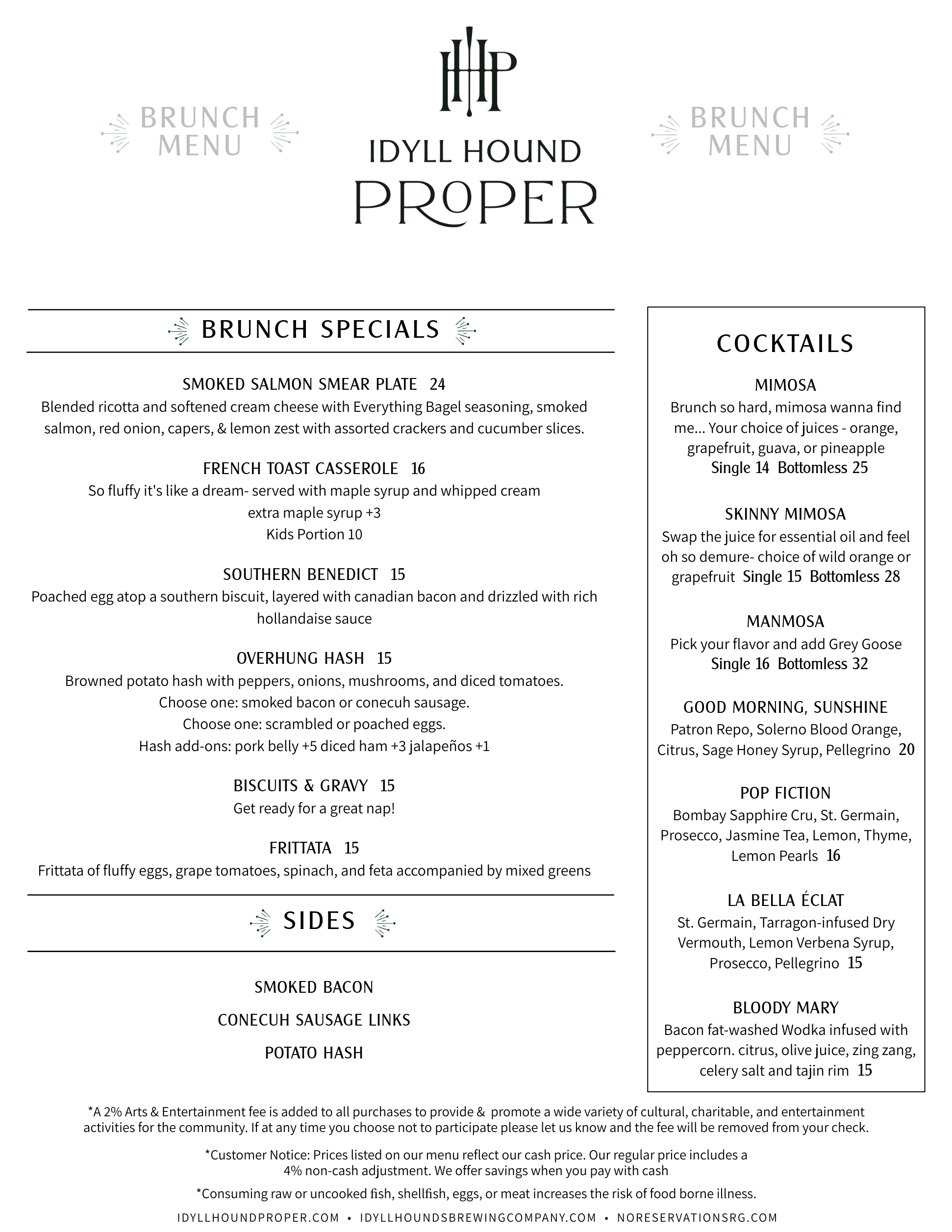 Menus – Idyll Hound Proper