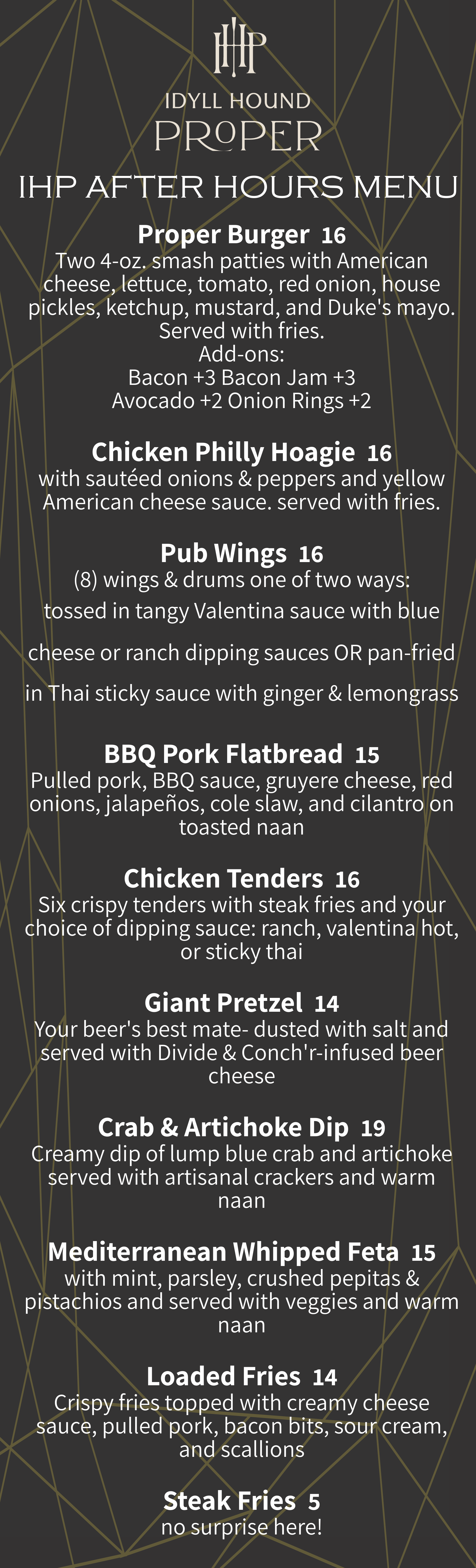 Menus – Idyll Hound Proper